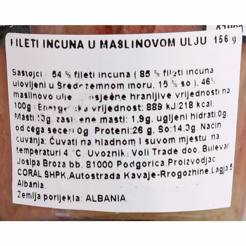 Inćuni fileti u maslinovom ulju 156 g Coral - Voli eCommerce