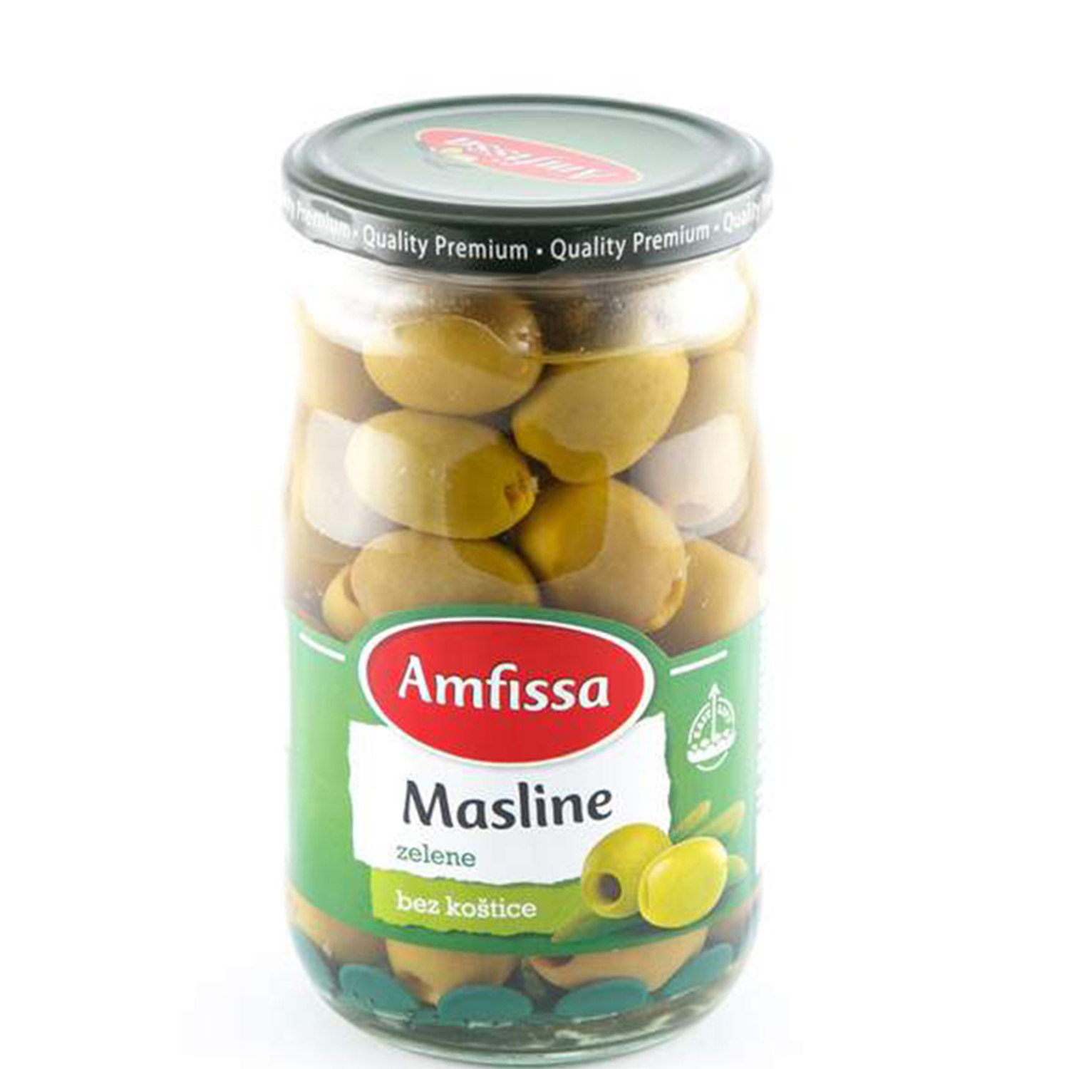 Masline Amfissa zelene bez koštice 720 g - Voli eCommerce